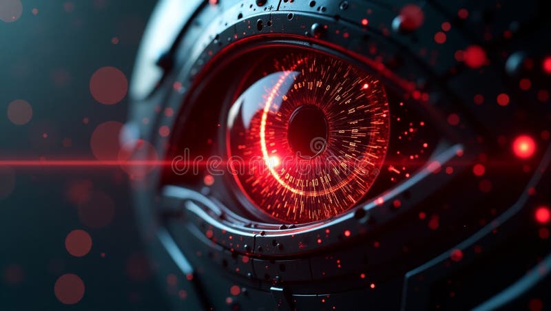Robotic Eye Shooting Laser through Data Matrix with Futuristic Graphic ...