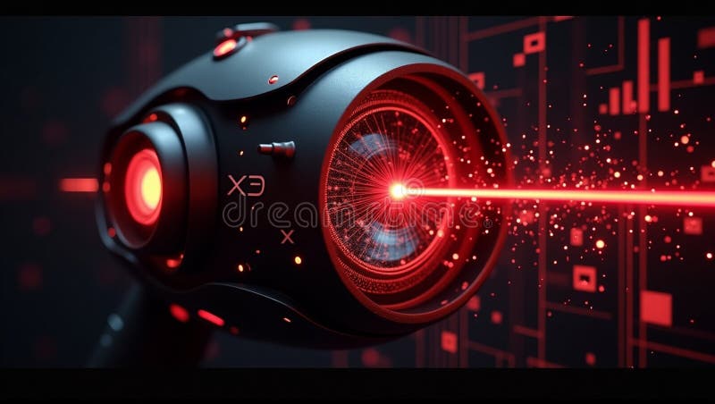 Robotic Eye Shooting Laser through Data Matrix with Futuristic Graphic ...
