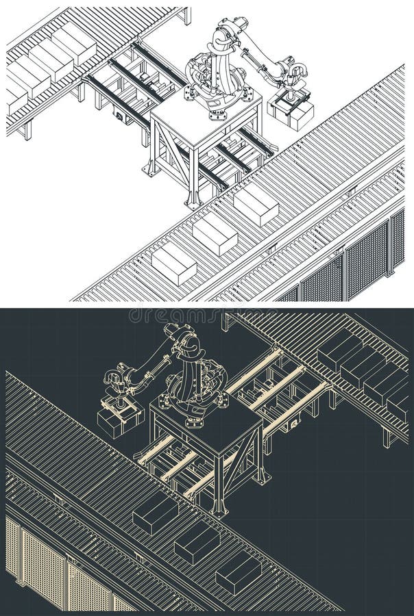 Robotic Factory Conveyor Line Illustrations Stock Vector - Illustration ...