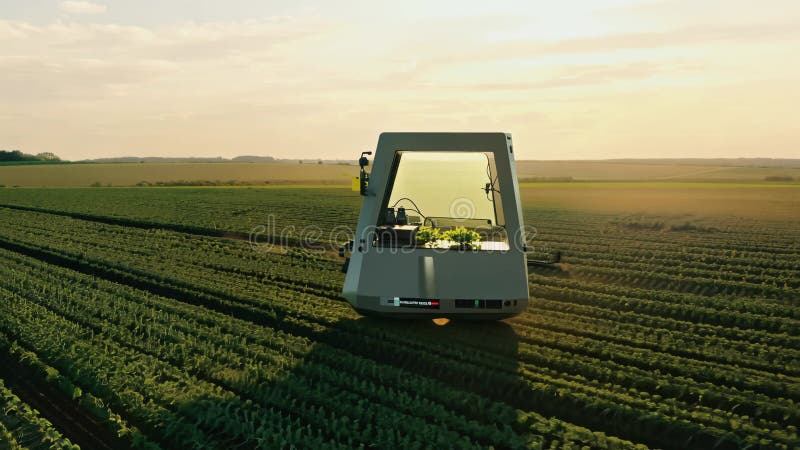A Robotic Farming Machine Navigates through Vast Crop Fields, Precisely ...
