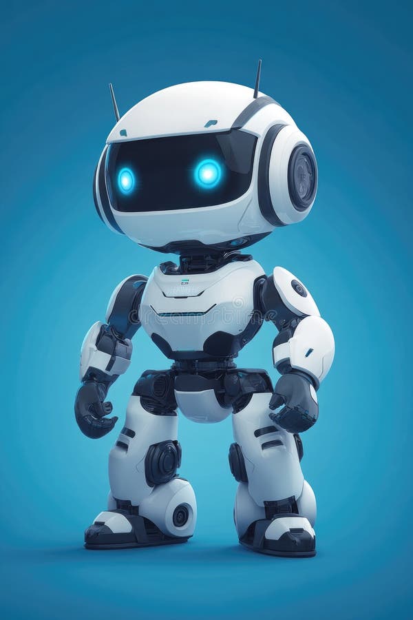 A Robot with a Blue Eye Pointing To the Right by AI Generated Image Stock Image - Image of ...