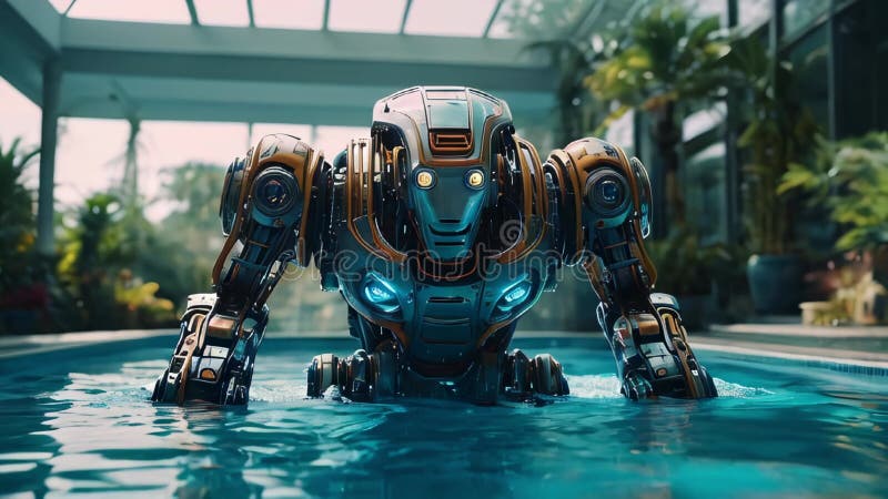 A Robotic Figure Floating in a Pool of Water Stock Video - Video of ...