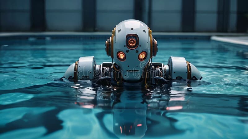A Robotic Figure Floating in a Pool of Water Stock Video - Video of ...