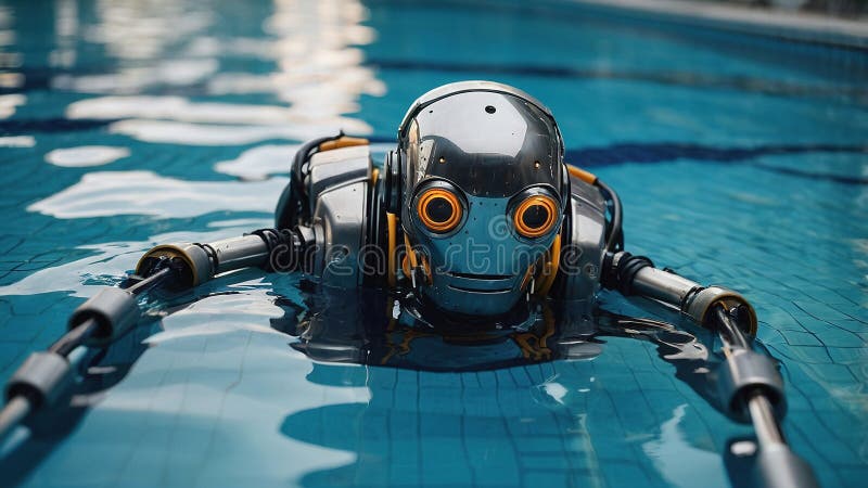 A Robotic Figure Floating in a Pool of Water Stock Photo - Image of ...