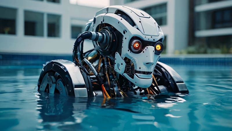 A Robotic Figure Floating in a Pool of Water Stock Video - Video of ...