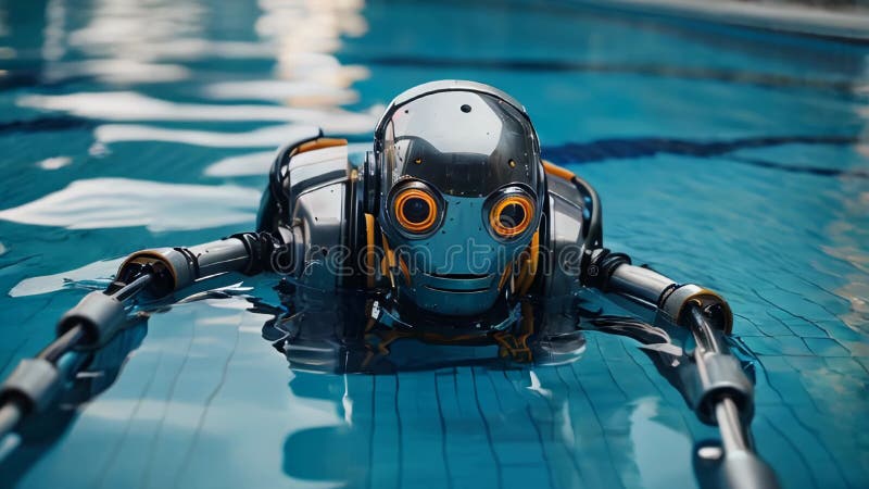 A Robotic Figure Floating in a Pool of Water Stock Footage - Video of ...