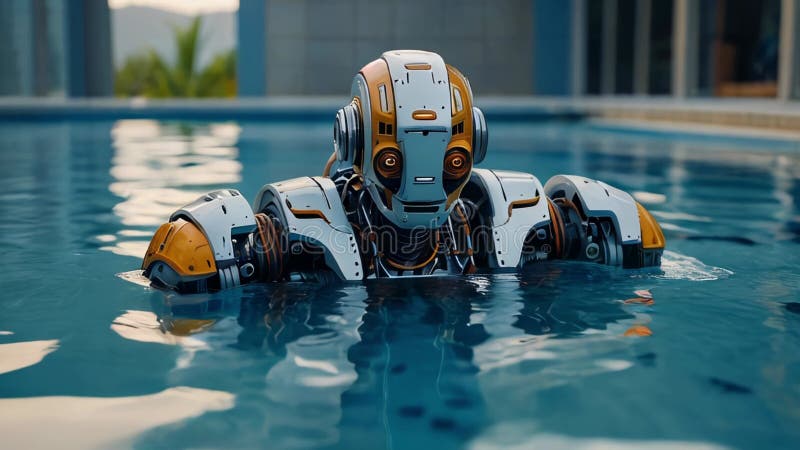 A Robotic Figure Floating in a Pool of Water Stock Video - Video of ...