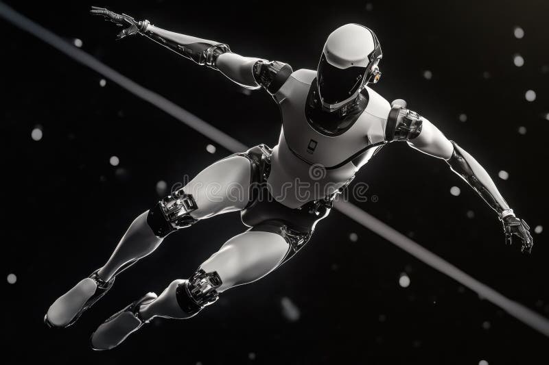 Robotic Figure Performing Dynamic Movements in a Futuristic Space ...