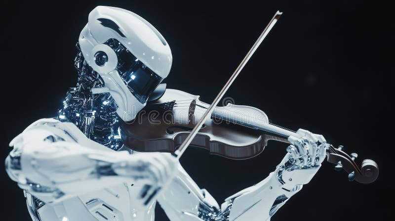 A Robotic Figure Playing a Violin Stock Photo - Image of instrument ...