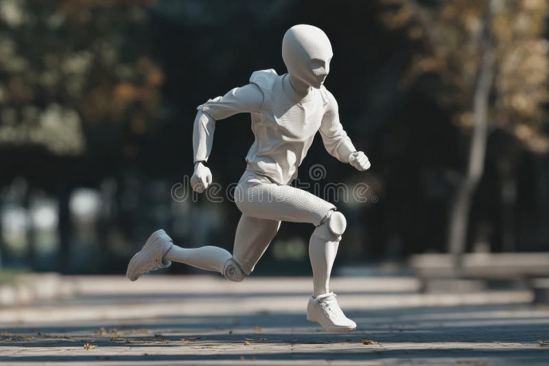 Robotic Figure Running in Park Stock Image - Image of future, concept ...