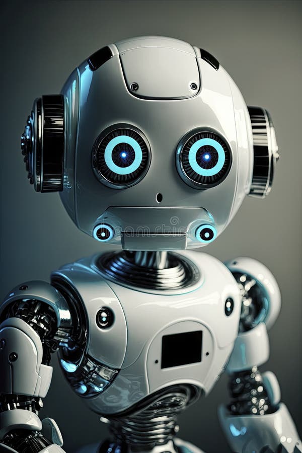 Robotic Figure Smiling Close-Up Portrait for Web and Print. Stock ...