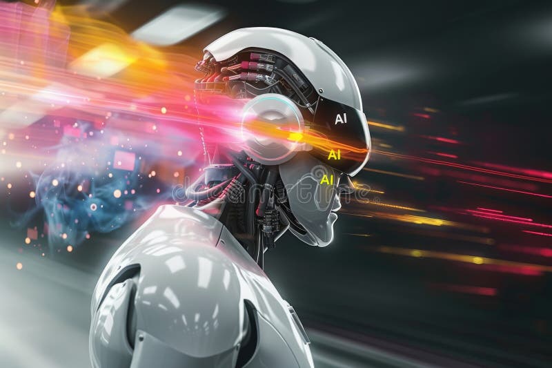 Robotic Figure with Speed Lines, Symbolizing Advanced Technology ...