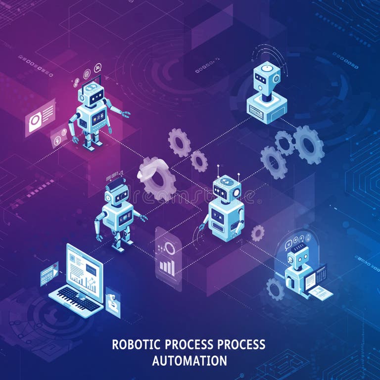 Robotic Figures are Interconnected, Symbolizing Automation Processes ...