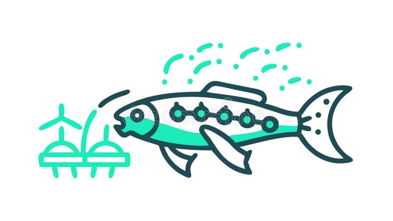 Robotic Fish with Circuitry, Aquatic AI, Future Marine Life, Vector ...