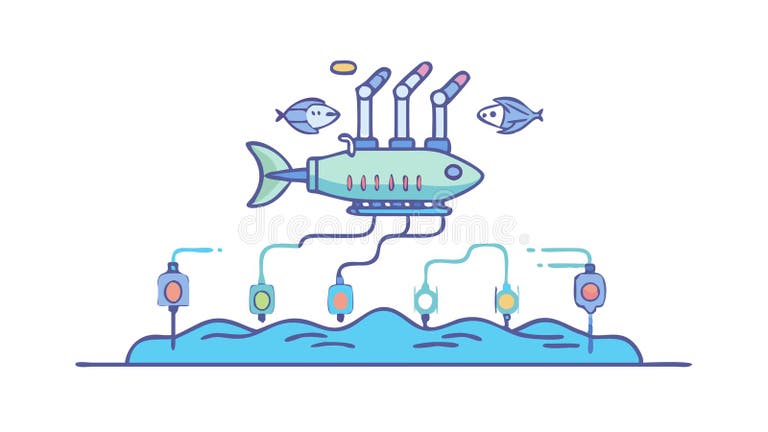 Robotic Fish Technology, Aquatic AI Exploration Vector, Vector Design ...