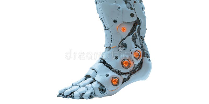Robotic Foot with Orange Lights Isolated on Transparent Background ...