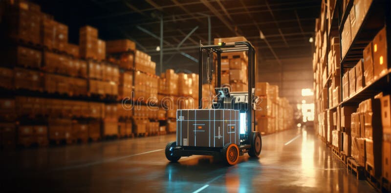 Robotic Forklift Doing Storage in Warehouse by Artificial Intelligence ...