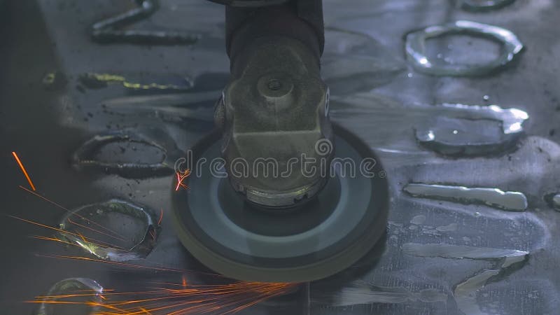 Robotic Grinding System with Angle Grinder Processes the Metal Material ...