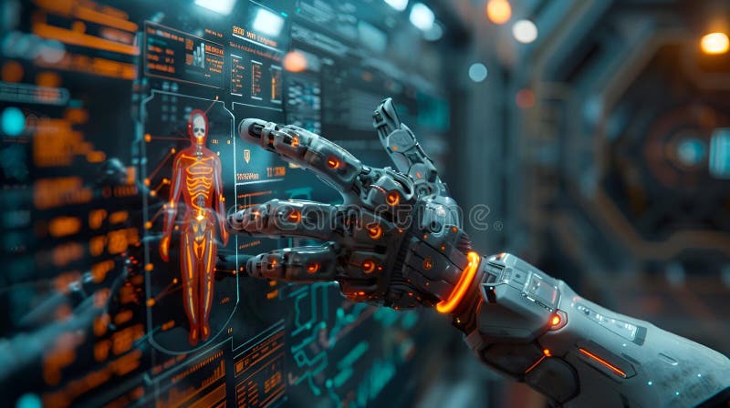 Robotic Hand Activating a Button on a Machine Screen, AI-generated ...