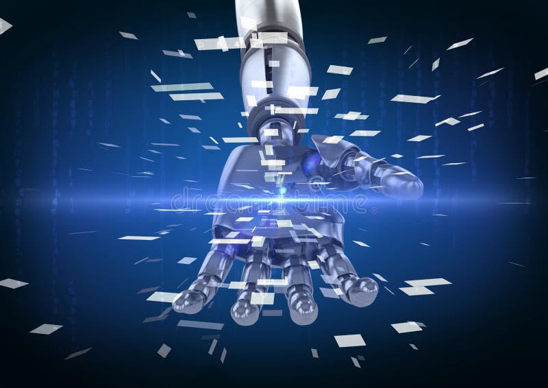 Robotic Hand with Blue Light Stock Illustration - Illustration of ...