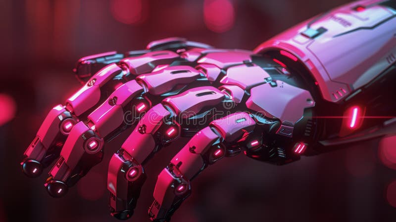 Robot Hand Illuminated by Red Lights Stock Image - Image of artificial ...