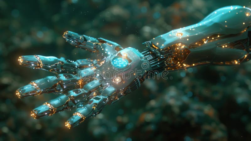 Robot Hand Illuminated by Red Lights Stock Photo - Image of mechanical ...