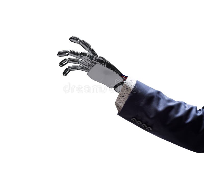 Robotic Hand Shows Three Fingers. 3d Rendering Stock Illustration ...