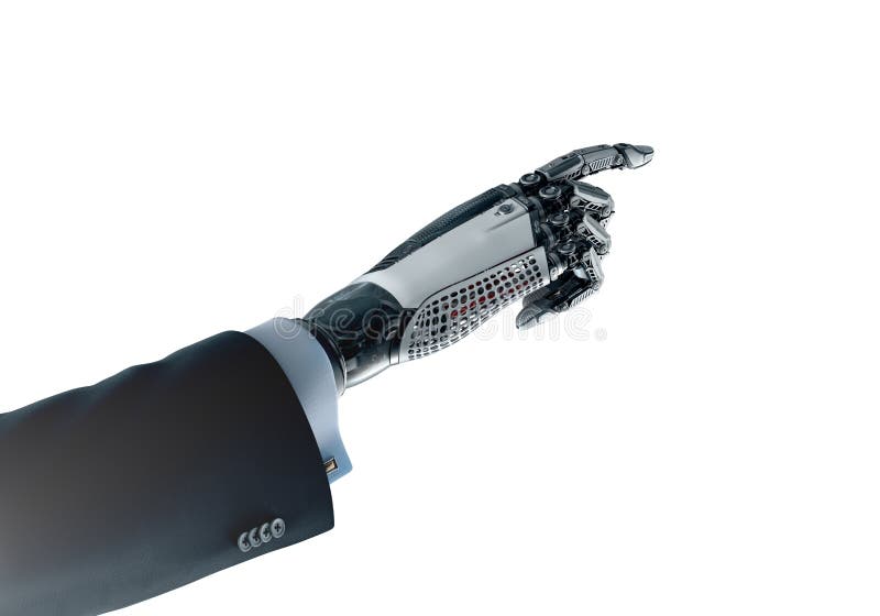 Robotic Hand in Business Suit Pointing with Index Finger Stock ...