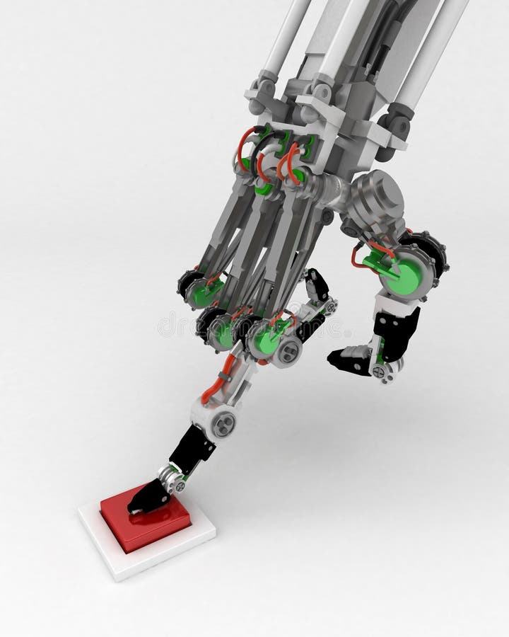 Robotic Hand Touching Digital Interface. Virtual Reality. Touch the ...