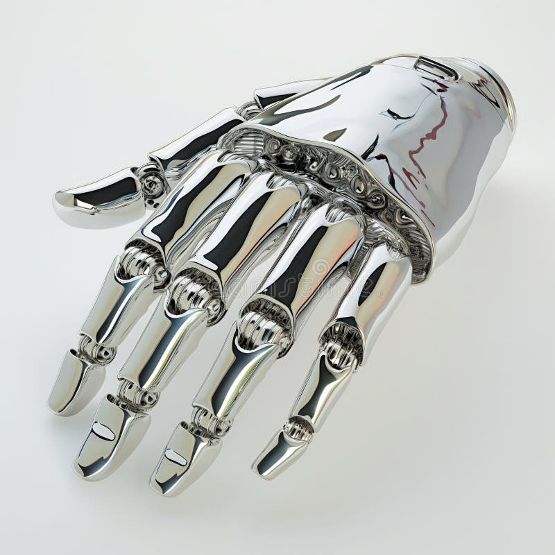 Robotic Hand in Chrome Finish Stock Photo - Image of intelligence ...