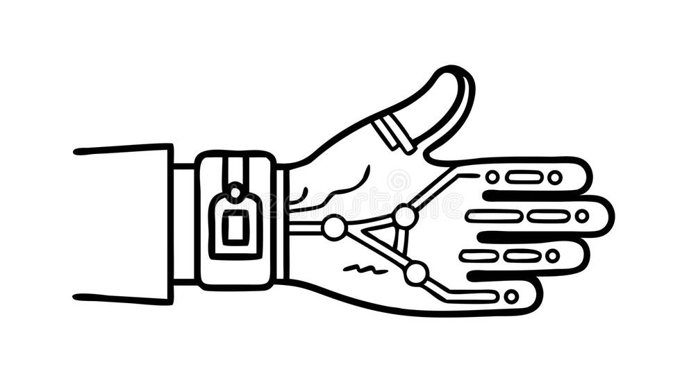 Robotic Hand with Circuit Patterns, Tech Interface, Vector Design ...