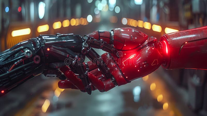 A Robotic Hand Clasping a Human Hand Stock Image - Image of tech ...