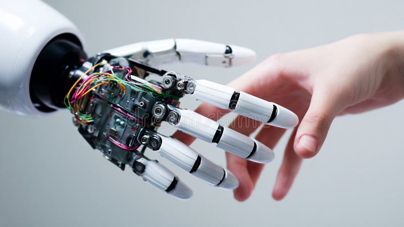 Robotic Hand Connecting with a Human Hand Stock Photo - Image of ...