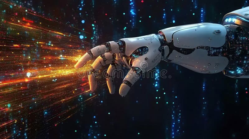 Robotic Hand, Data Stream, Digital Space, Futuristic Concept, Tech ...