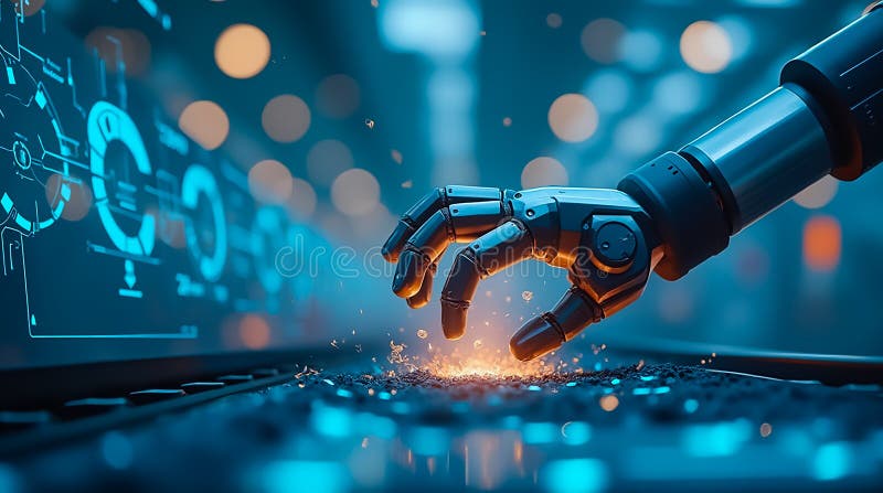 A Robotic Hand Delicately Interacts with Molten Metal on a Work Surface ...