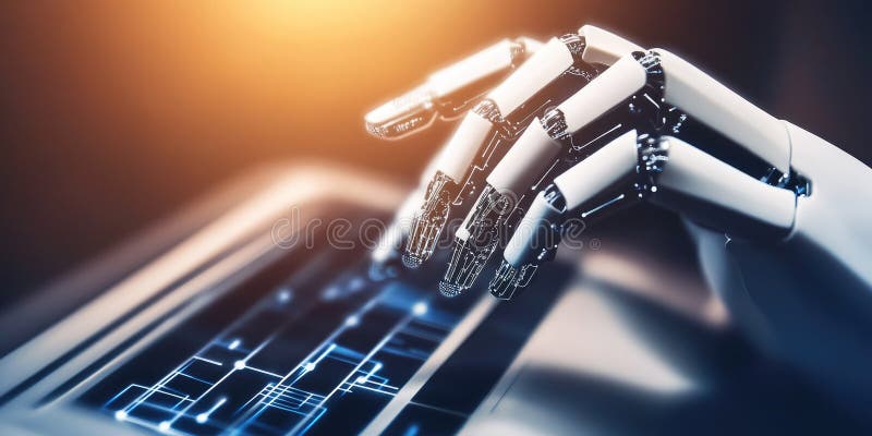 A Robotic Hand Digitally Interacting with a Futuristic Touch Screen ...