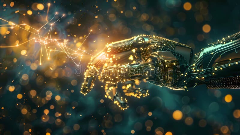 Robotic Hand with Electric Spark AI Generative Stock Image - Image of ...