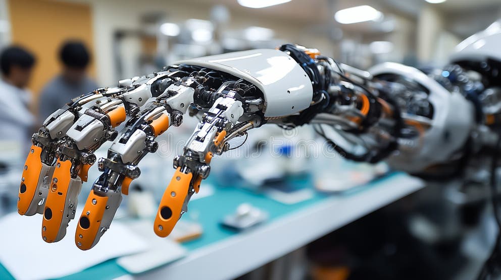 Robotic Hand Extends Forward, Displaying Detailed Mechanics in a High ...