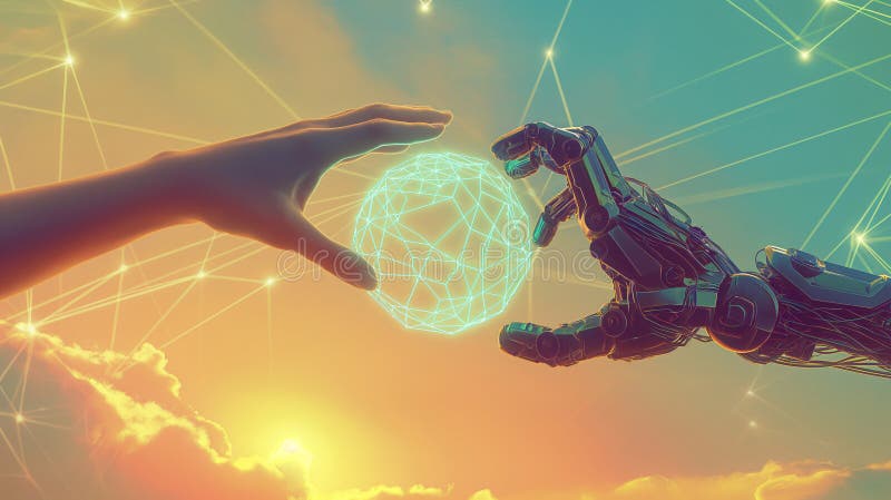 A Robotic Hand Extends To Touch a Persons Hand, Evoking a Sense of ...