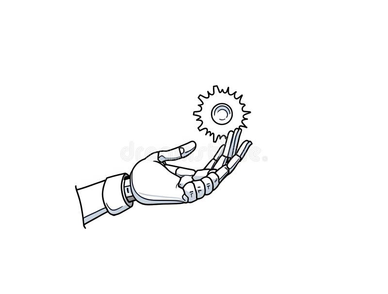 Robotic Hand Gently Holding a Gear, Symbolizing Technology, Precision ...