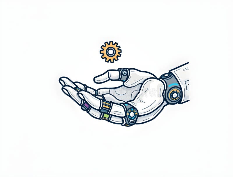 Robotic Hand Gently Holding a Gear, Symbolizing Technology, Precision ...