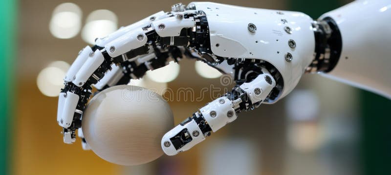 Robotic Hand Gently Holding a White Sphere, Artificial Intelligence and ...