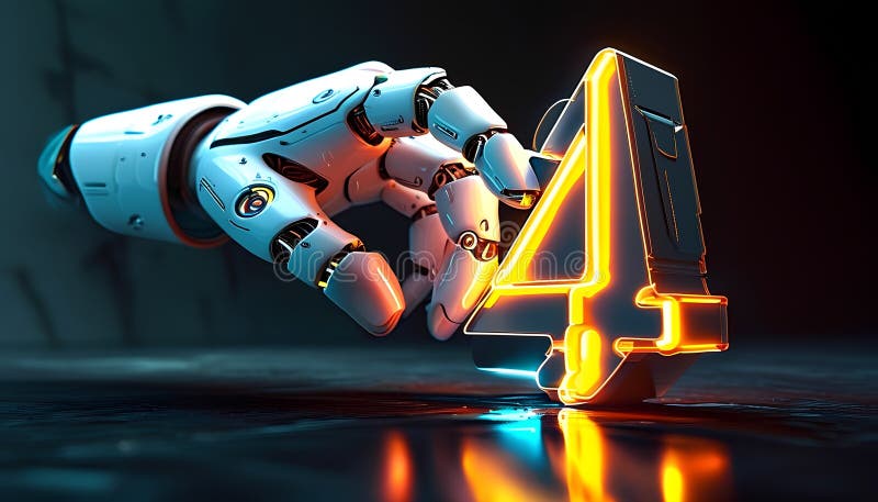 A Robotic Hand with a Glowing Blue Index Finger Generative AI Stock ...