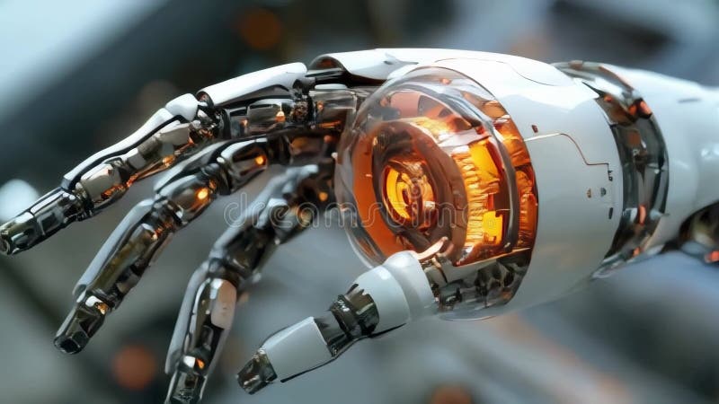 Robotic Hand with Glowing Mechanical Core Stock Footage - Video of ...