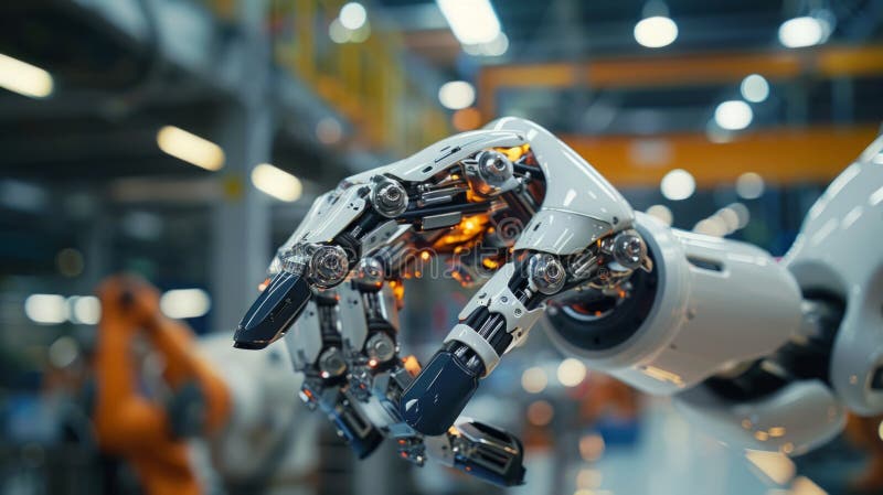Robotic Hand Holding Object in Factory Stock Photo - Image of ...