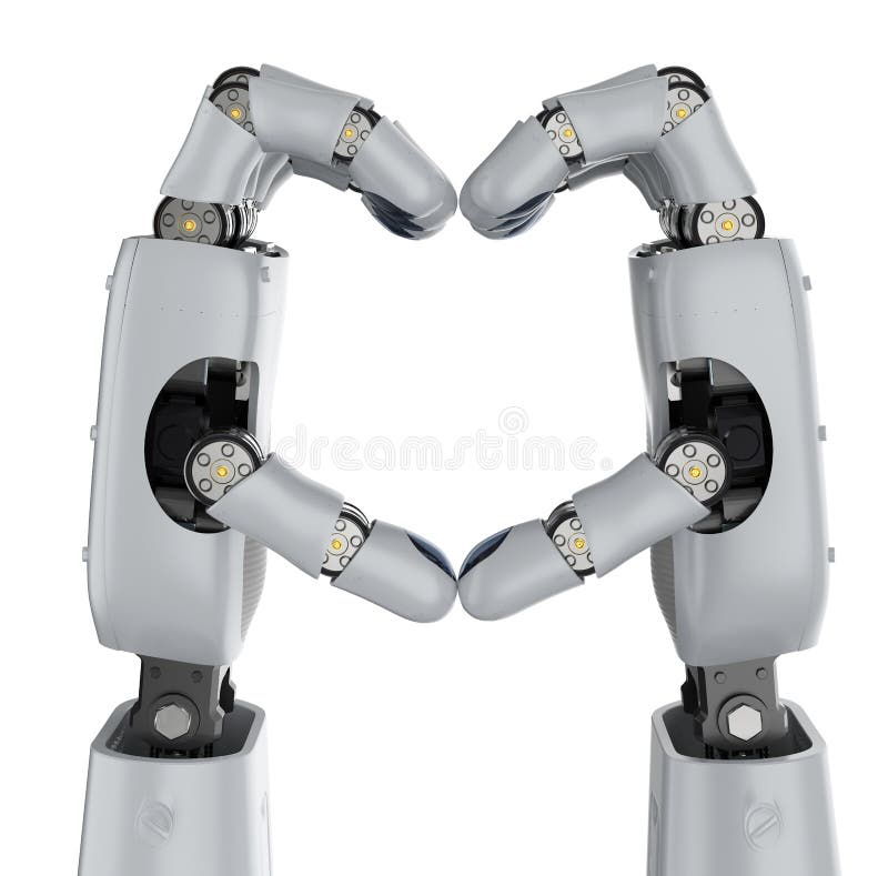 Robotic hand heart shape stock illustration. Illustration of artificial ...