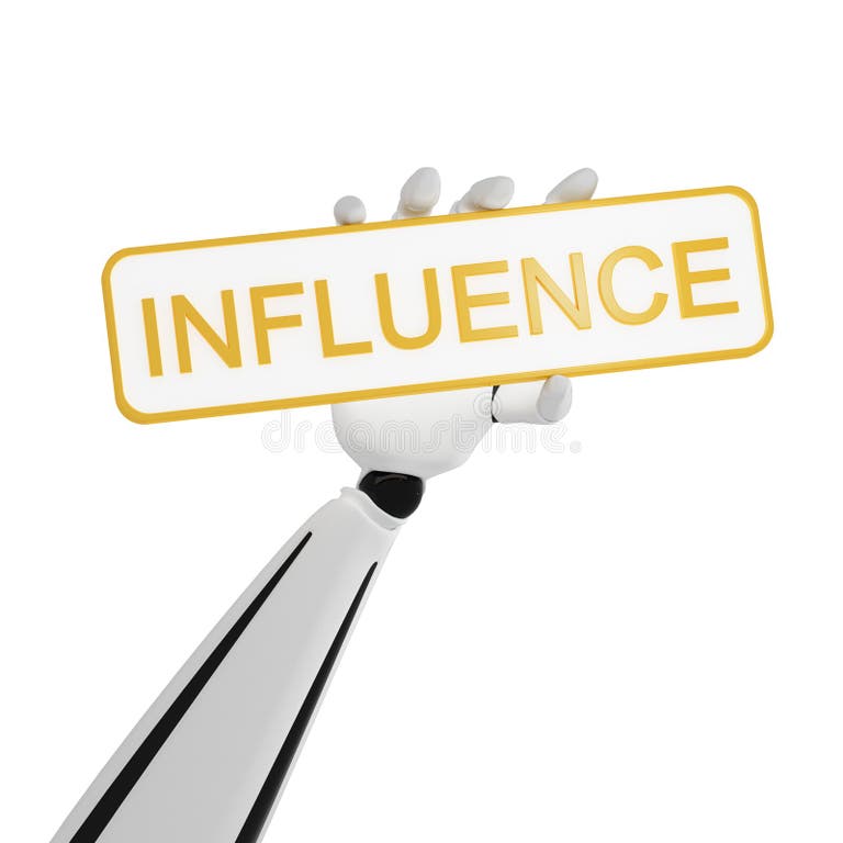 Robotic Hand Hold a Plate with Word Influence Stock Illustration ...