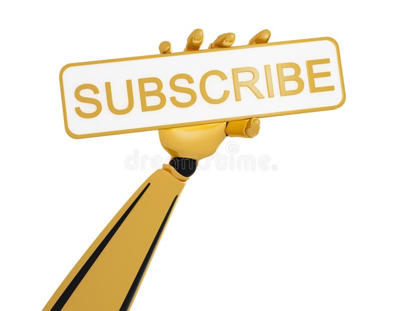 Robotic Hand Hold a Plate with Word Subscribe Stock Illustration ...