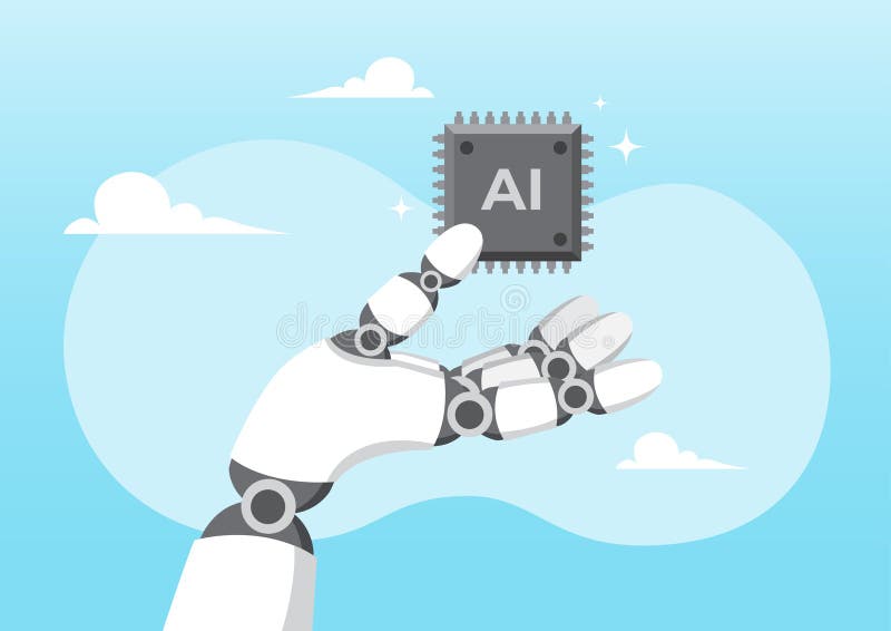 Robotic Hand Hold Processor Chip With The Word Ai Stock Vector Illustration Of Memory Board