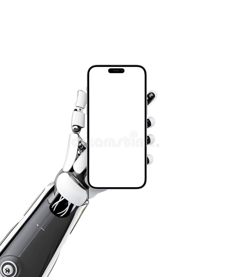 The Robotic Hand Hold Smart Phone with Isolated Screen for Mockup, App ...